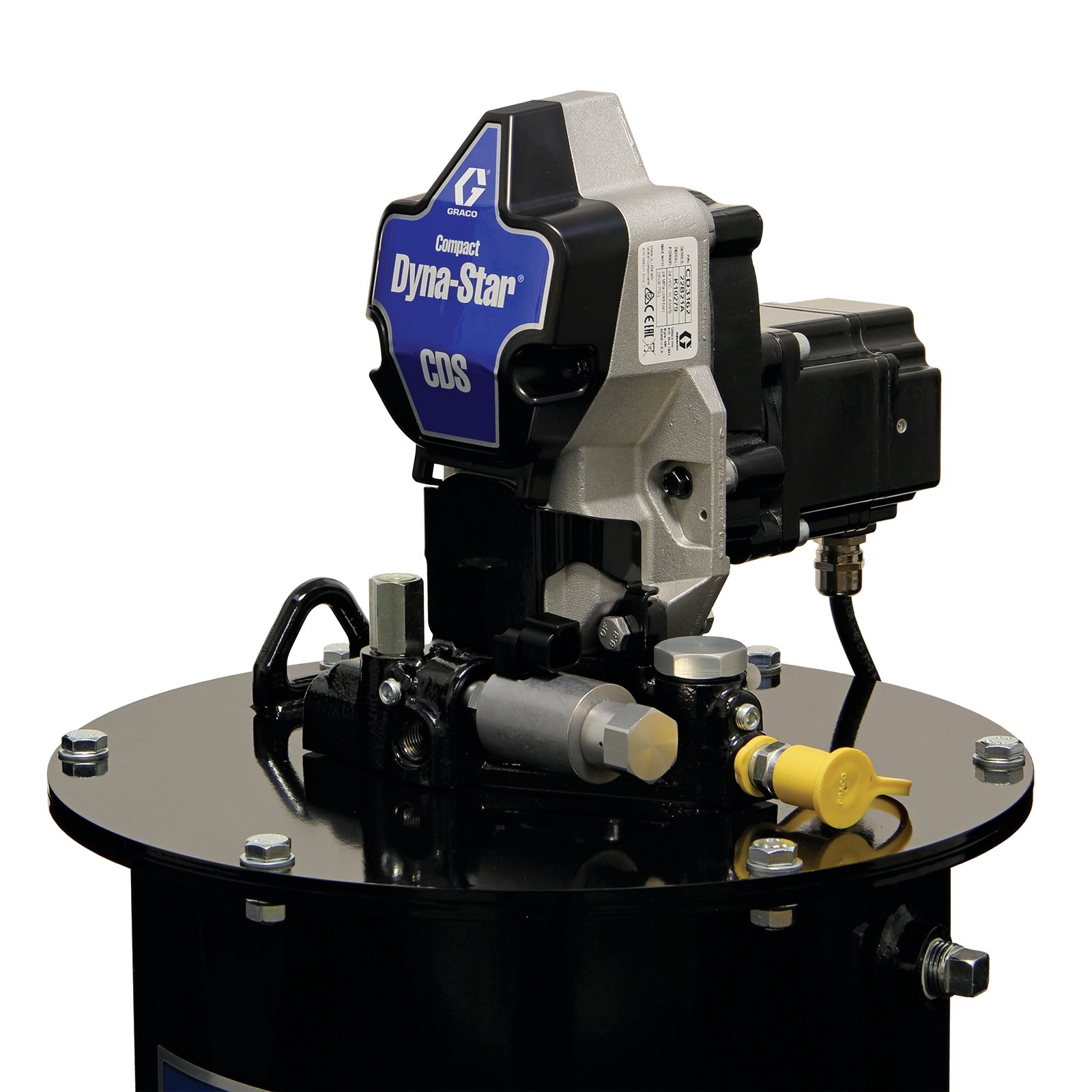 Compact Dyna-Star® 24 VDC grease pump with relief valve and 27 kg ...