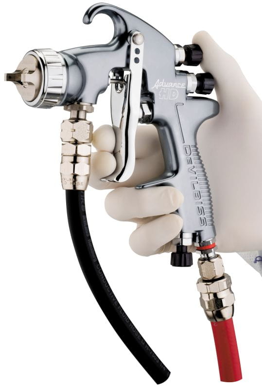 Pistolet à air chaud DeVilbiss Advance HD, HVLP/Trans-Tech, buse en acier inoxydable, chapeau de ...